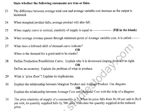 CBSE Class 11 Economics Sample Paper Set 1 Solved